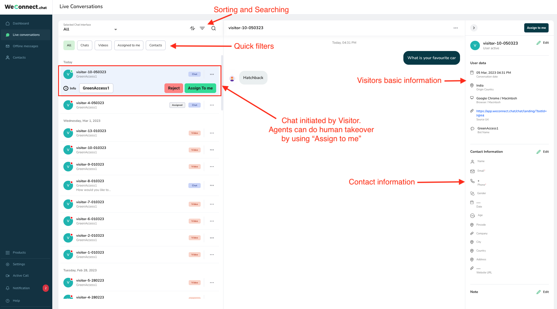 Agent Dashboard - WeConnect.chat
