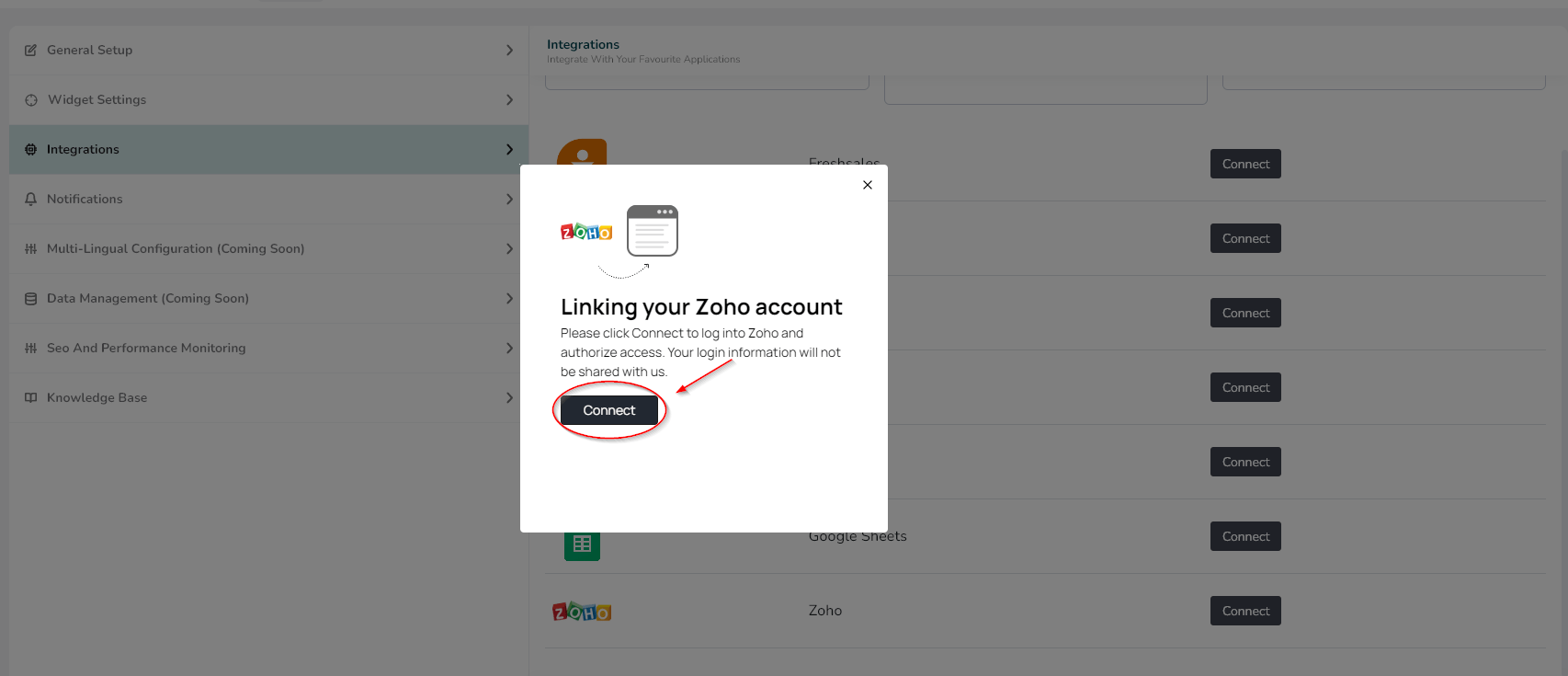 Zoho-integration - WeConnect.chat